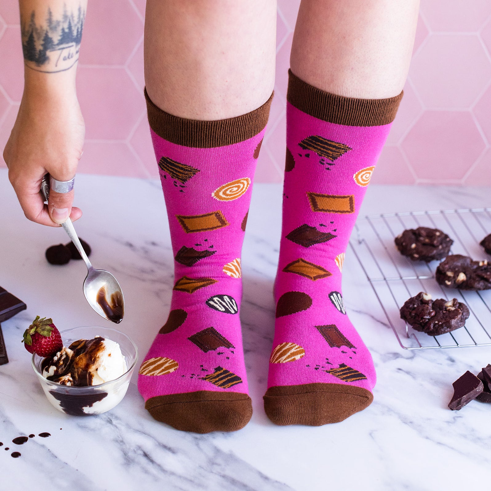 Lavley | 'Bring Me Some Chocolate' Fun Novelty Socks For Women