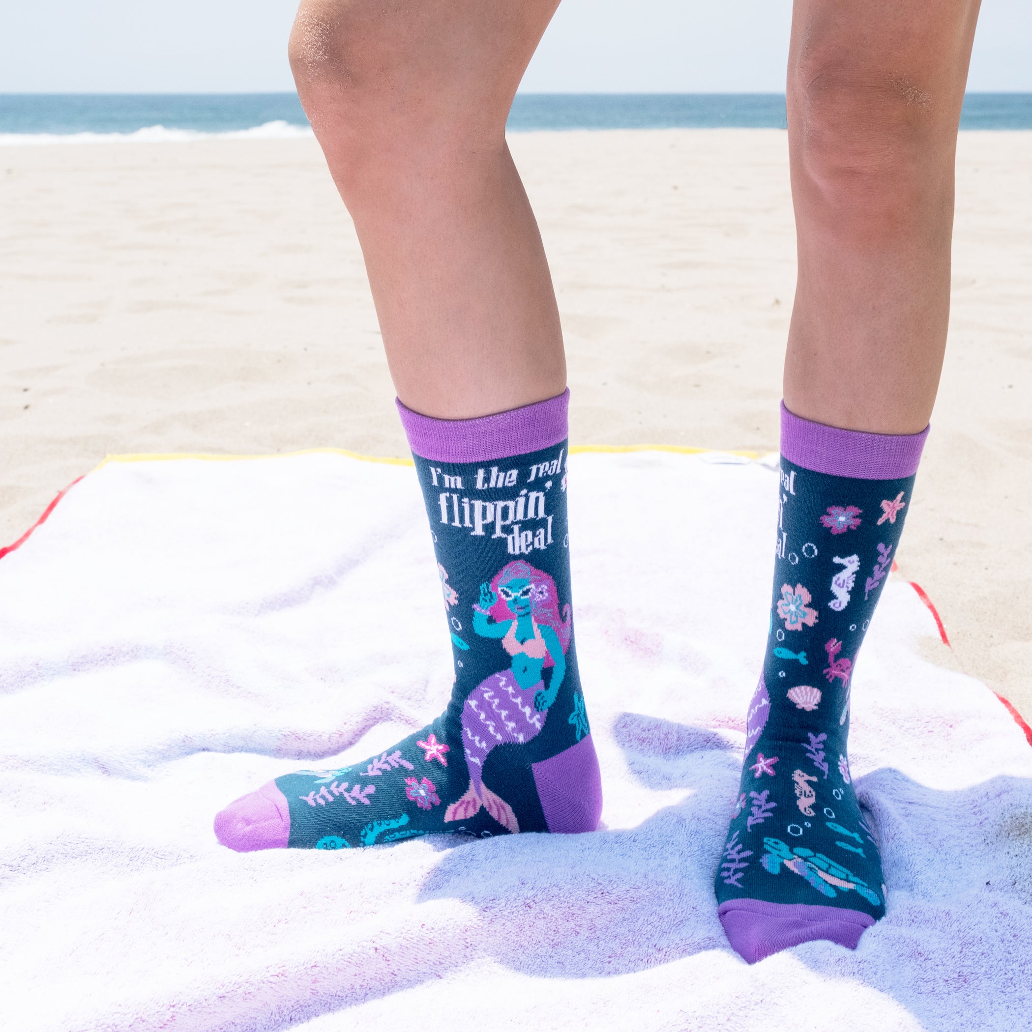 "I'm The Real Flippin' Deal" Mermaid Socks (Crew Length) — Lavley